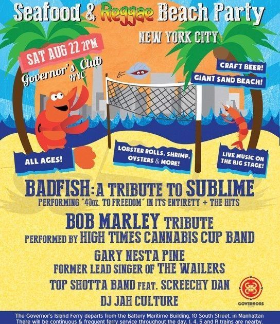 Seafood And Reggae Beach Party To Take Over Governor's Island