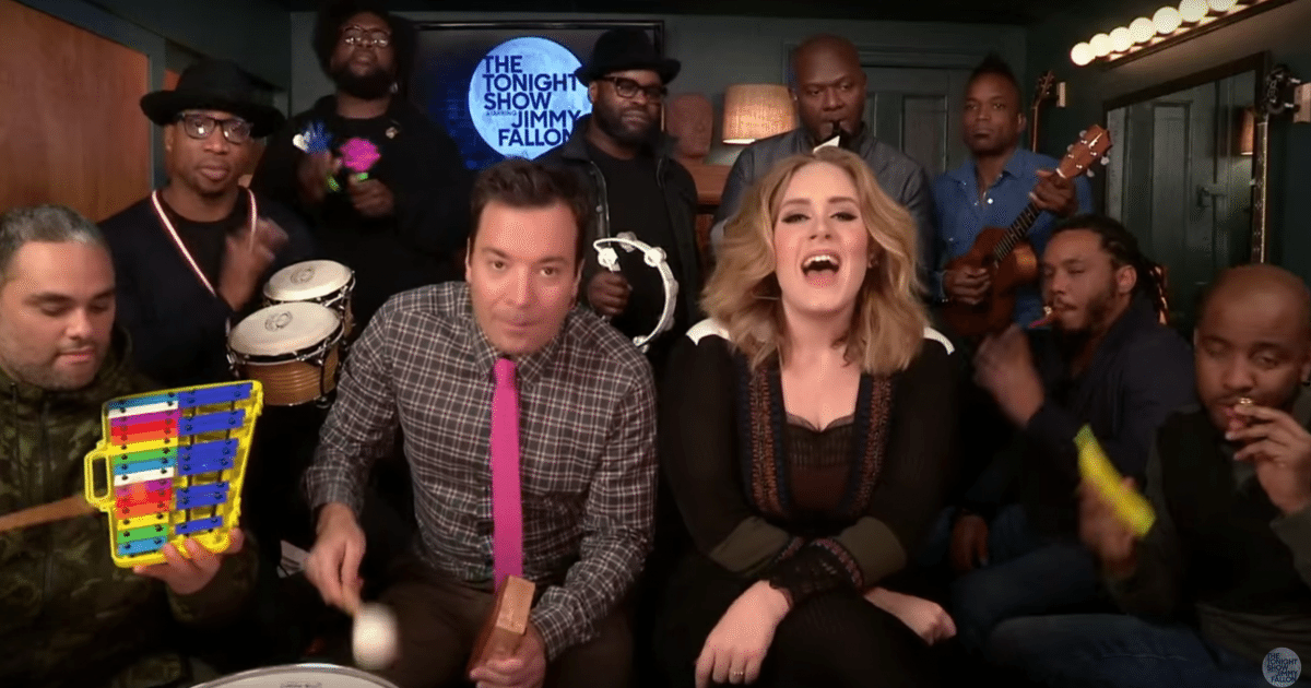 Watch The Roots And Jimmy Fallon Perform On Baby Instruments With Adele